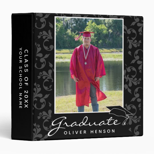 Elegant Pattern Black Graduation Photo Album 3 Ring Binder | Zazzle.com