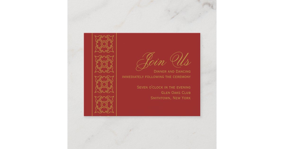 Elegant Patterned Indian Wedding Reception Enclosure Card | Zazzle