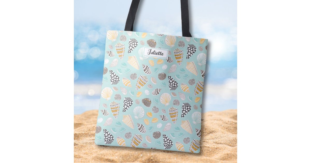 Elegant patterned Seashells mint Tote Bag | Zazzle