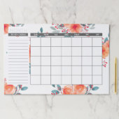 Elegant Peach & Green Floral Monthly Calendar Paper Pad | Zazzle
