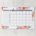 Elegant Peach & Green Floral Monthly Calendar Paper Pad | Zazzle