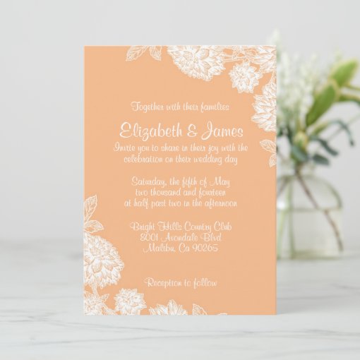 Elegant Peach Wedding Invitations | Zazzle