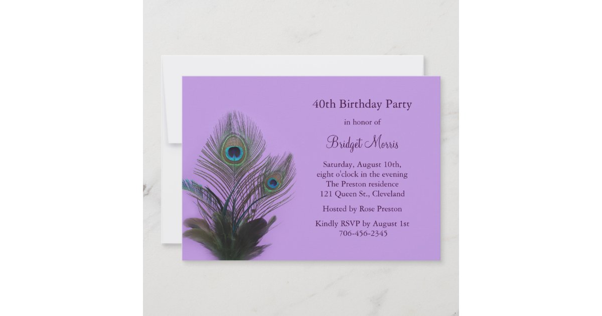 Elegant Peacock Birthday Invitation | Zazzle