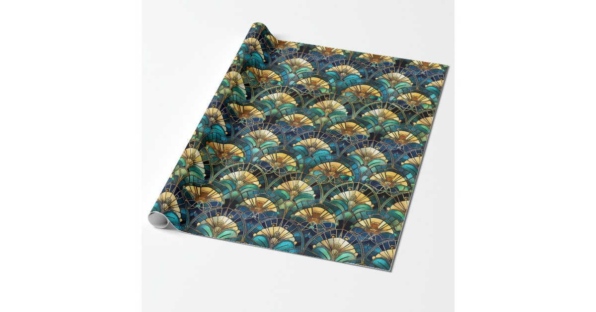Elegant Peacock Color Stained Glass Wrapping Paper | Zazzle