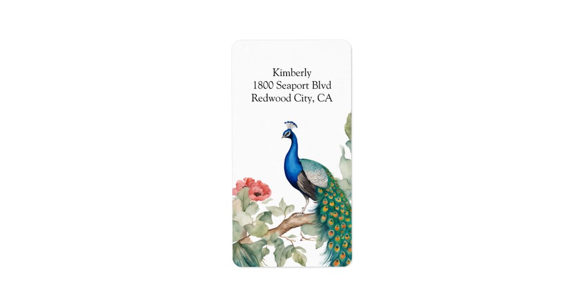 Elegant Peacock Label | Zazzle