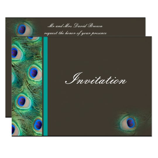 elegant peacock mocha blue wedding invitation | Zazzle.com