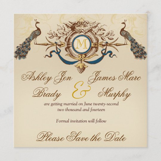 Elegant Peacock Save the Date Cards | Zazzle.com