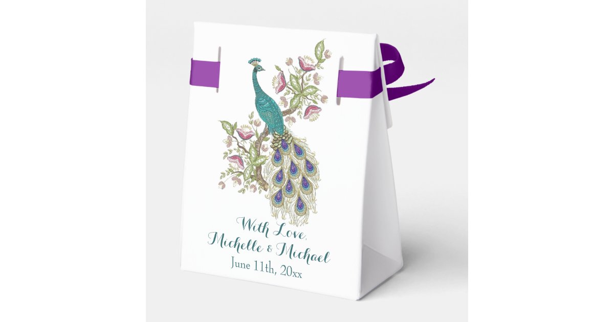 Elegant Peacock WEDDING FAVOR BOXES | Zazzle