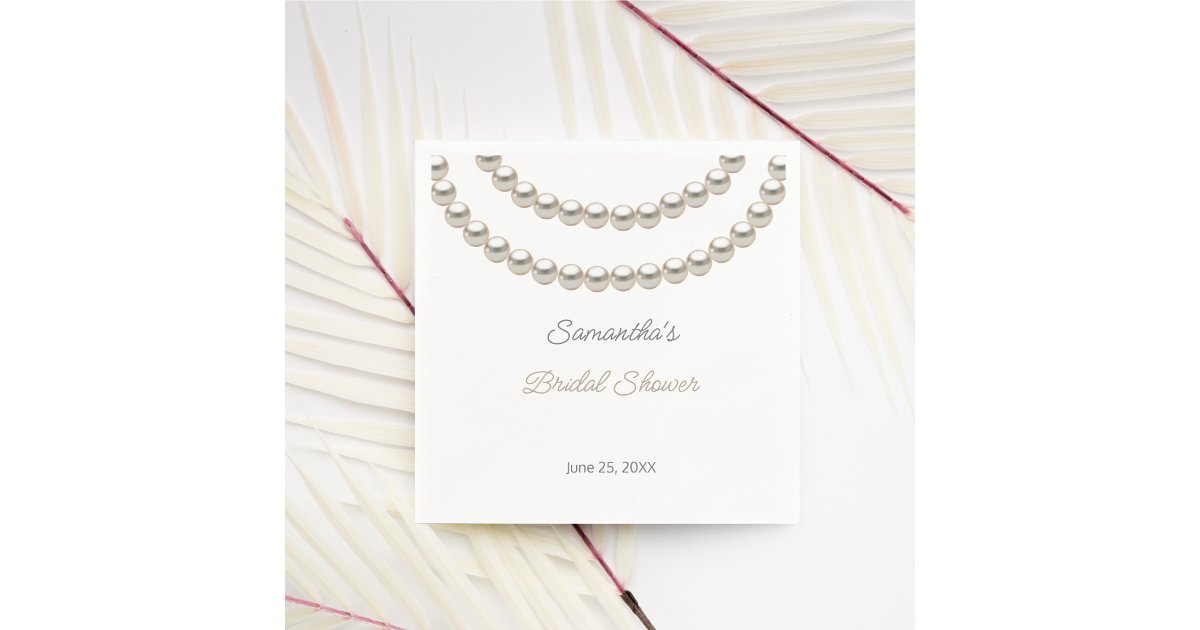 Elegant Pearl Necklace Bridal Shower Napkins | Zazzle