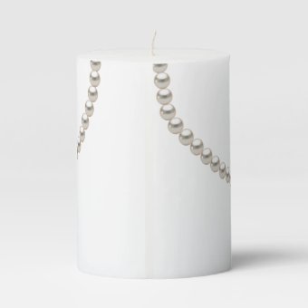 Elegant Pearl Necklace Bridal Shower Pillar Candle | Zazzle