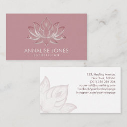 Elegant Pearl Rose Gold Lotus Flower Business Card | Zazzle