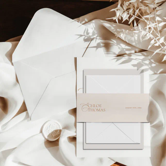 Elegant Pearl Wedding Invitation Belly Band | Zazzle