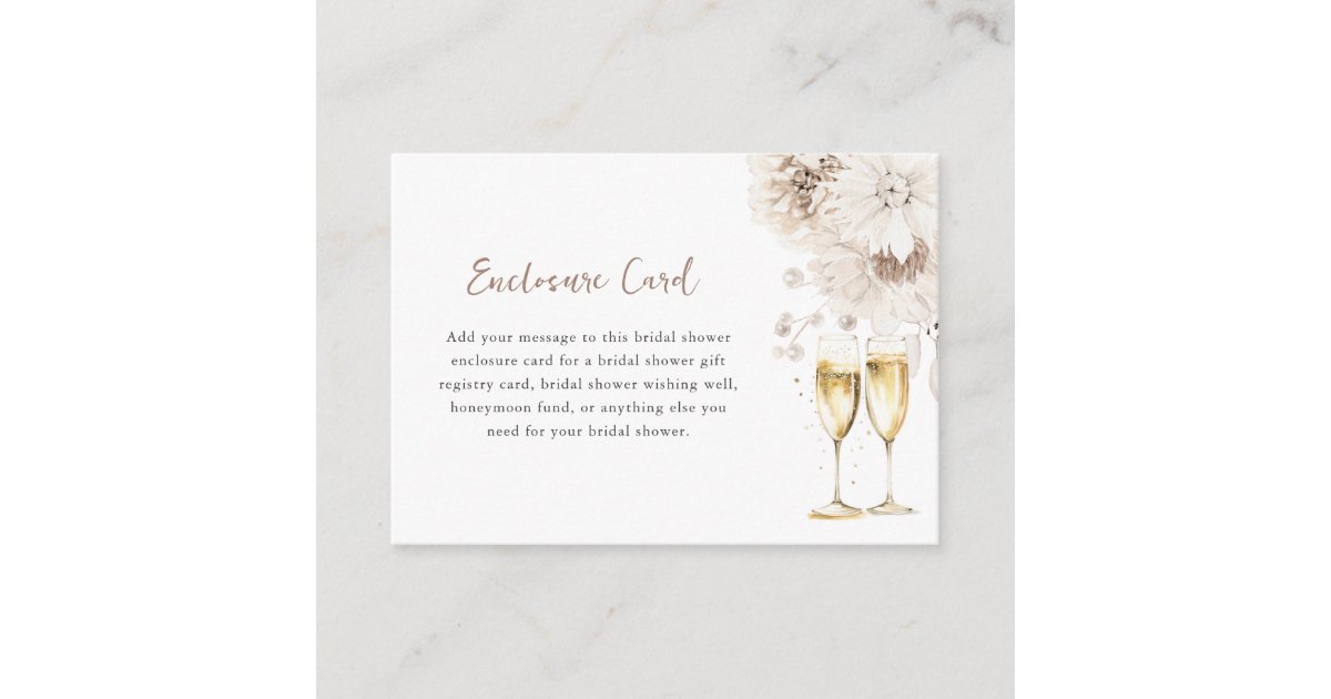 Elegant Pearls and Prosecco Enclosure Card | Zazzle