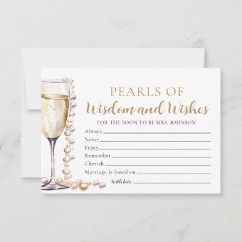 Elegant Pearls and Prosecco Pearls of Wisdom Card | Zazzle