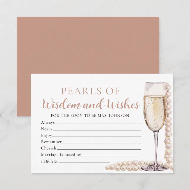 Elegant Pearls and Prosecco Pearls of Wisdom Card | Zazzle