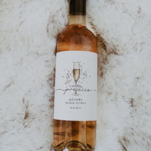 Elegant Pearls & Prosecco Bridal Shower Favor Wine Label | Zazzle