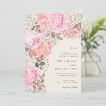 Elegant Peony Wedding Invitation | Zazzle