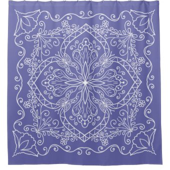 Elegant Periwinkle Blue Flourish Pattern Purple Shower Curtain | Zazzle