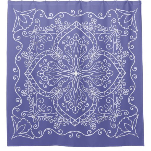 Elegant Periwinkle Blue Flourish Pattern Purple Shower Curtain | Zazzle
