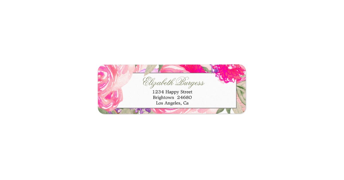 Elegant Personal Pink Rose Return Address Label | Zazzle