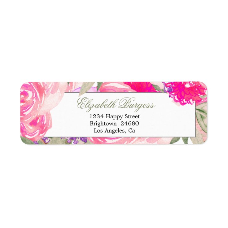 Elegant Personal Pink Rose Return Address Label | Zazzle