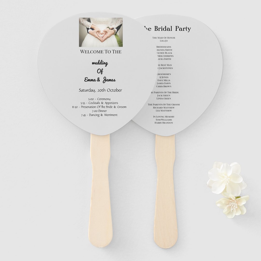 Elegant Personalised Wedding Program Hand Fans | Zazzle