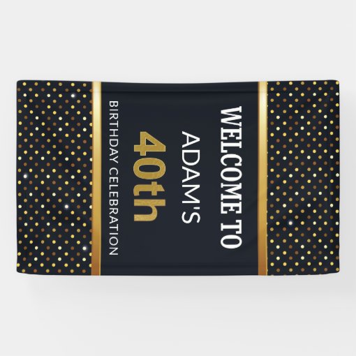 Elegant Personalized 40th Birthday Gold Banner | Zazzle