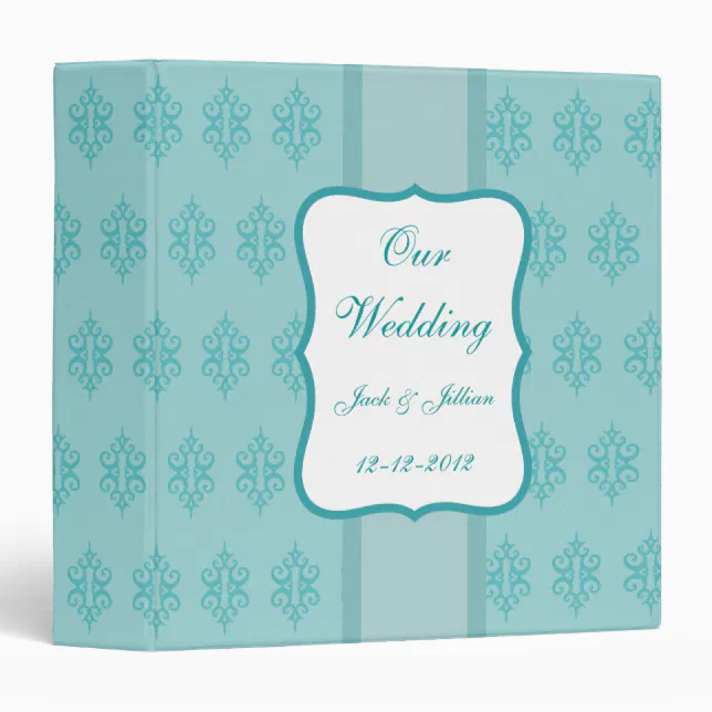 Elegant Personalized Aqua Wedding Scrapbook 3 Ring Binder | Zazzle