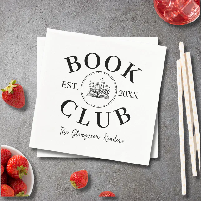Elegant Personalized Book Club Members Event Napkins | Zazzle