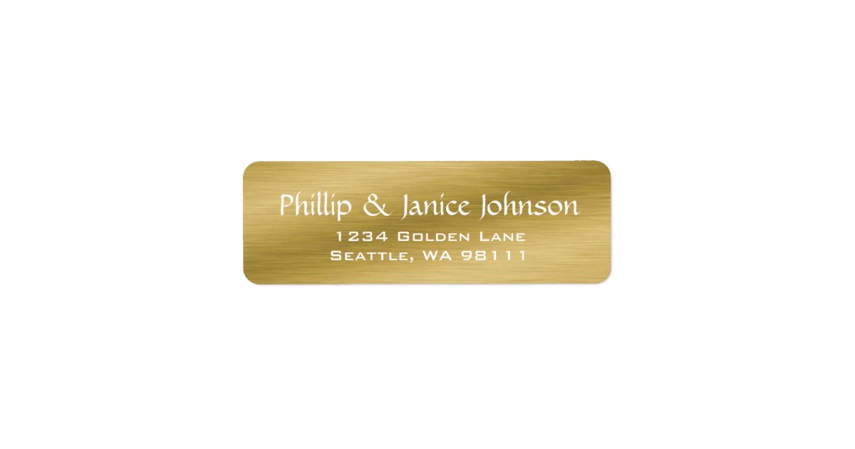 Elegant Personalized Brushed Gold Return Labels | Zazzle