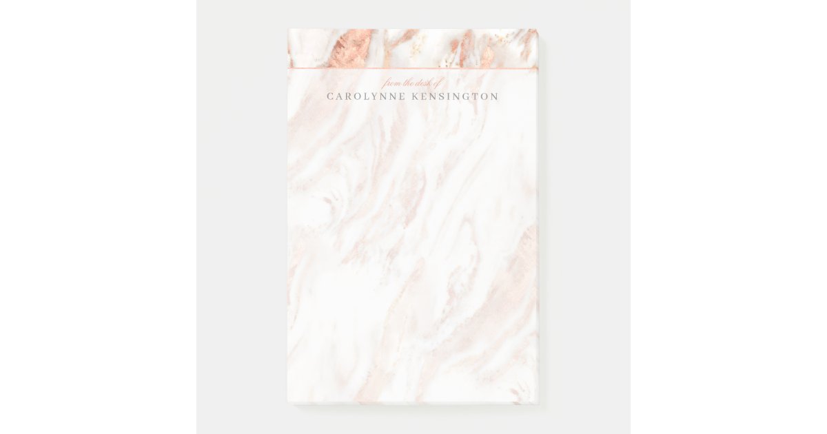 Elegant Personalized Copper Marble Rose Gold Post-it Notes | Zazzle