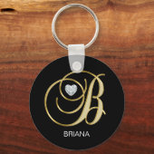 Elegant Personalized Gold Monogrammed Letter B Keychain | Zazzle