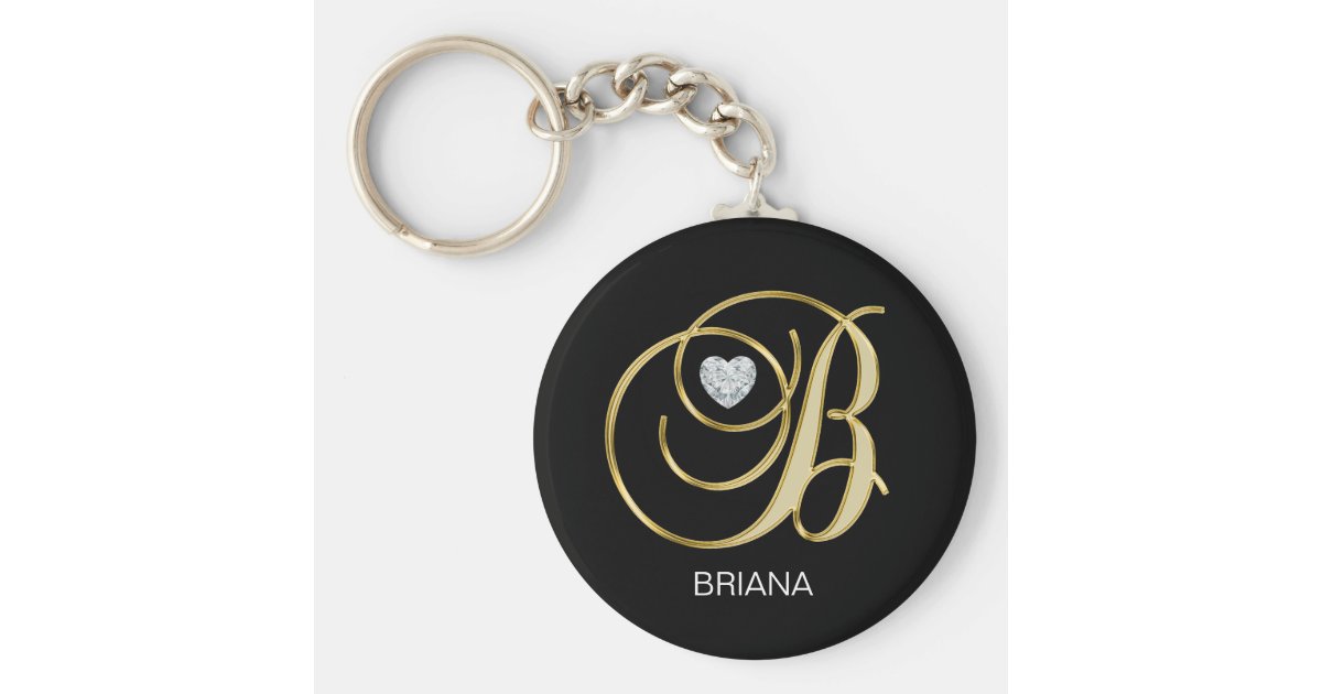 Elegant Personalized Gold Monogrammed Letter B Keychain | Zazzle