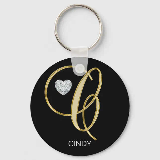 Elegant Personalized Gold Monogrammed Letter C Keychain | Zazzle