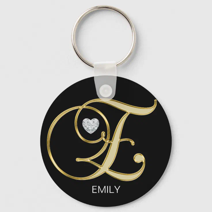 Elegant Personalized Gold Monogrammed Letter E Keychain | Zazzle
