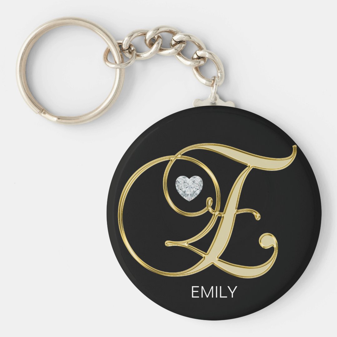 Elegant Personalized Gold Monogrammed Letter E Keychain | Zazzle