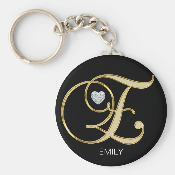 Elegant Personalized Gold Monogrammed Letter E Keychain | Zazzle