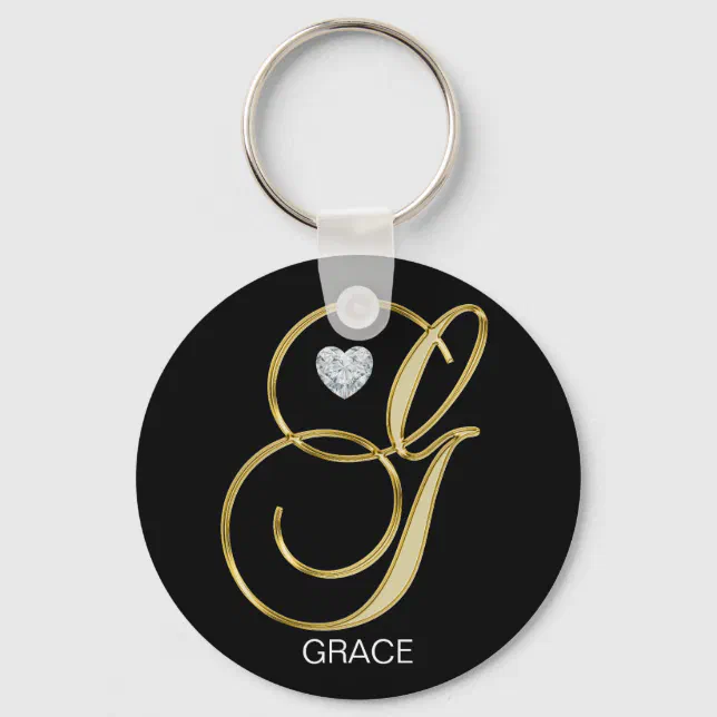Elegant Personalized Gold Monogrammed Letter G Keychain | Zazzle