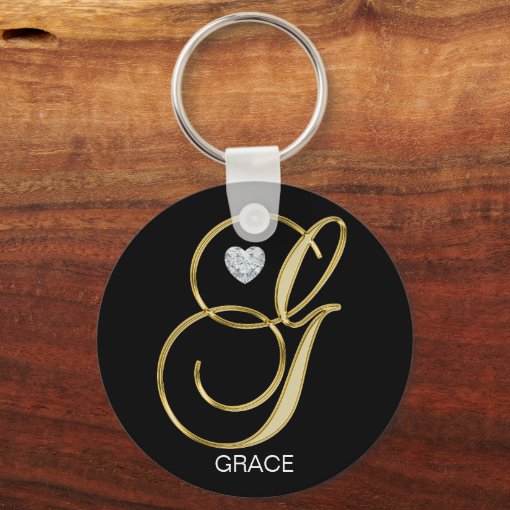Elegant Personalized Gold Monogrammed Letter G Keychain | Zazzle