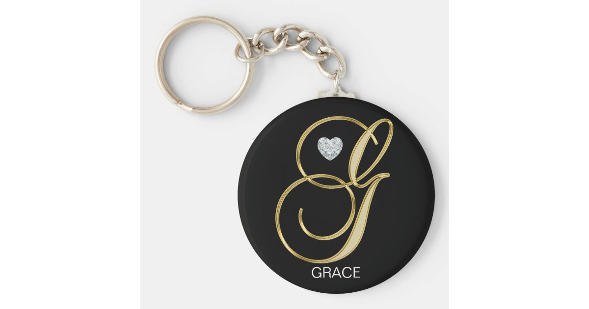 Elegant Personalized Gold Monogrammed Letter G Keychain | Zazzle