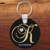 Elegant Personalized Gold Monogrammed Letter K Keychain | Zazzle