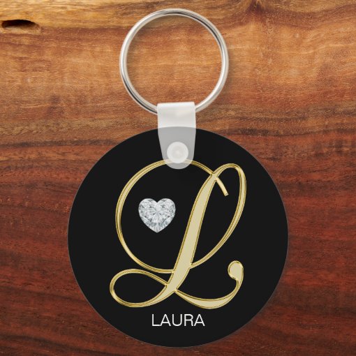 Elegant Personalized Gold Monogrammed Letter L Keychain | Zazzle