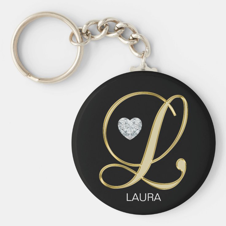 Elegant Personalized Gold Monogrammed Letter L Keychain | Zazzle
