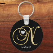Elegant Personalized Gold Monogrammed Letter N Keychain | Zazzle