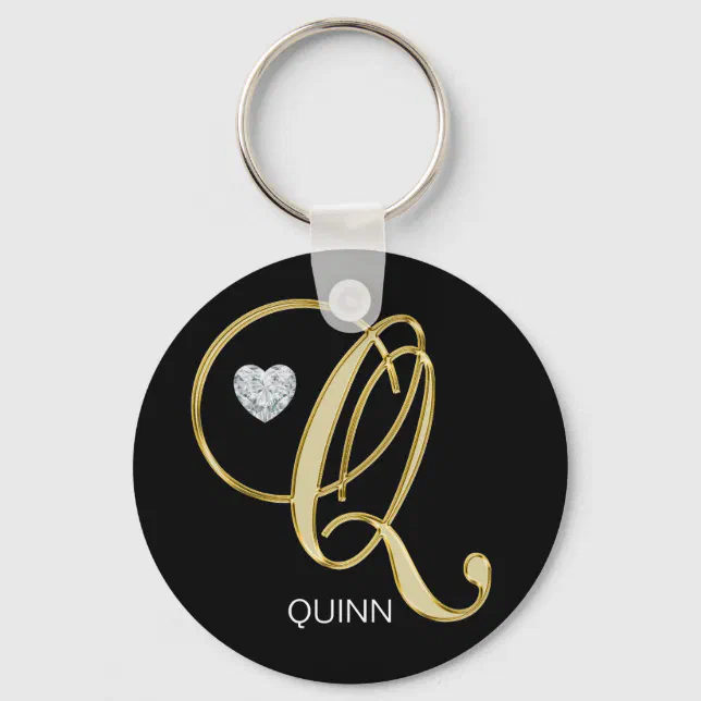 Elegant Personalized Gold Monogrammed Letter Q Keychain | Zazzle