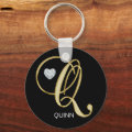 Elegant Personalized Gold Monogrammed Letter Q Keychain | Zazzle