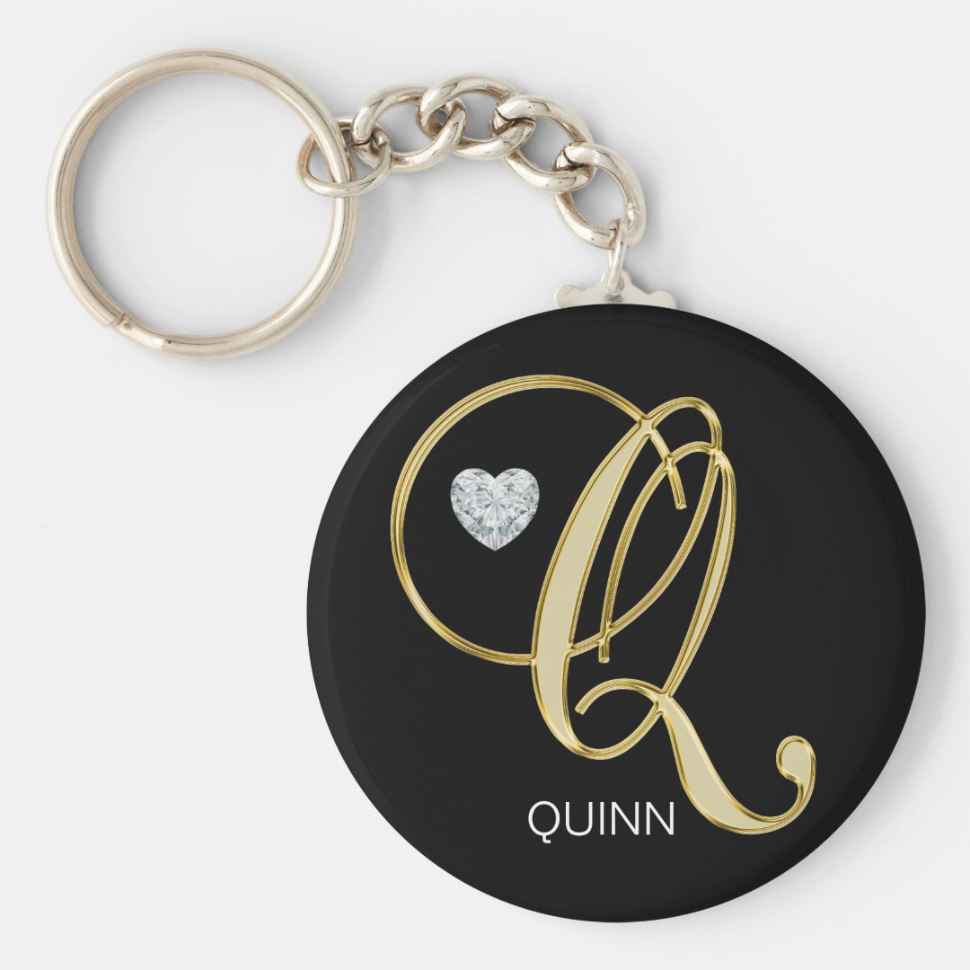 Elegant Personalized Gold Monogrammed Letter Q Keychain | Zazzle