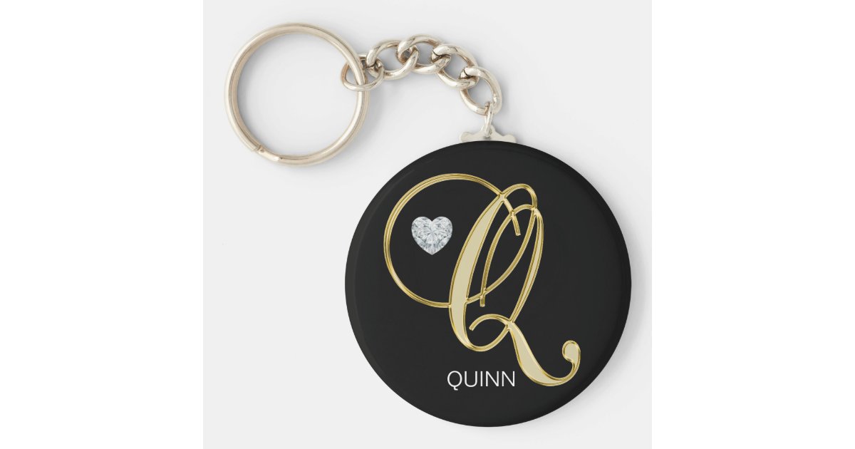 Elegant Personalized Gold Monogrammed Letter Q Keychain | Zazzle.com