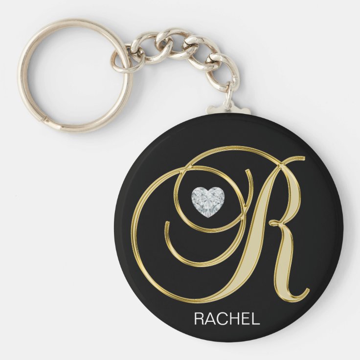 Elegant Personalized Gold Monogrammed Letter R Keychain | Zazzle