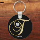 Elegant Personalized Gold Monogrammed Letter T Keychain | Zazzle